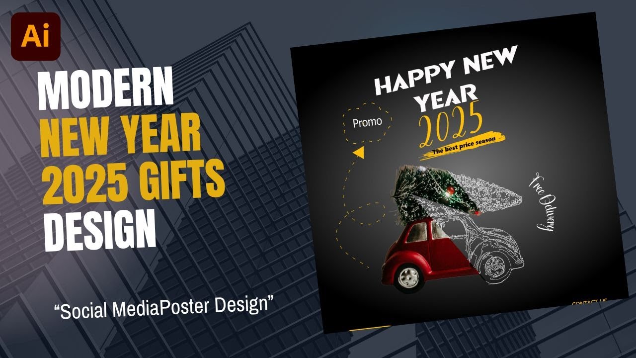 Modern New Year 2025 Gifts Poster Design in Adobe Illustrator | Trendy ...
