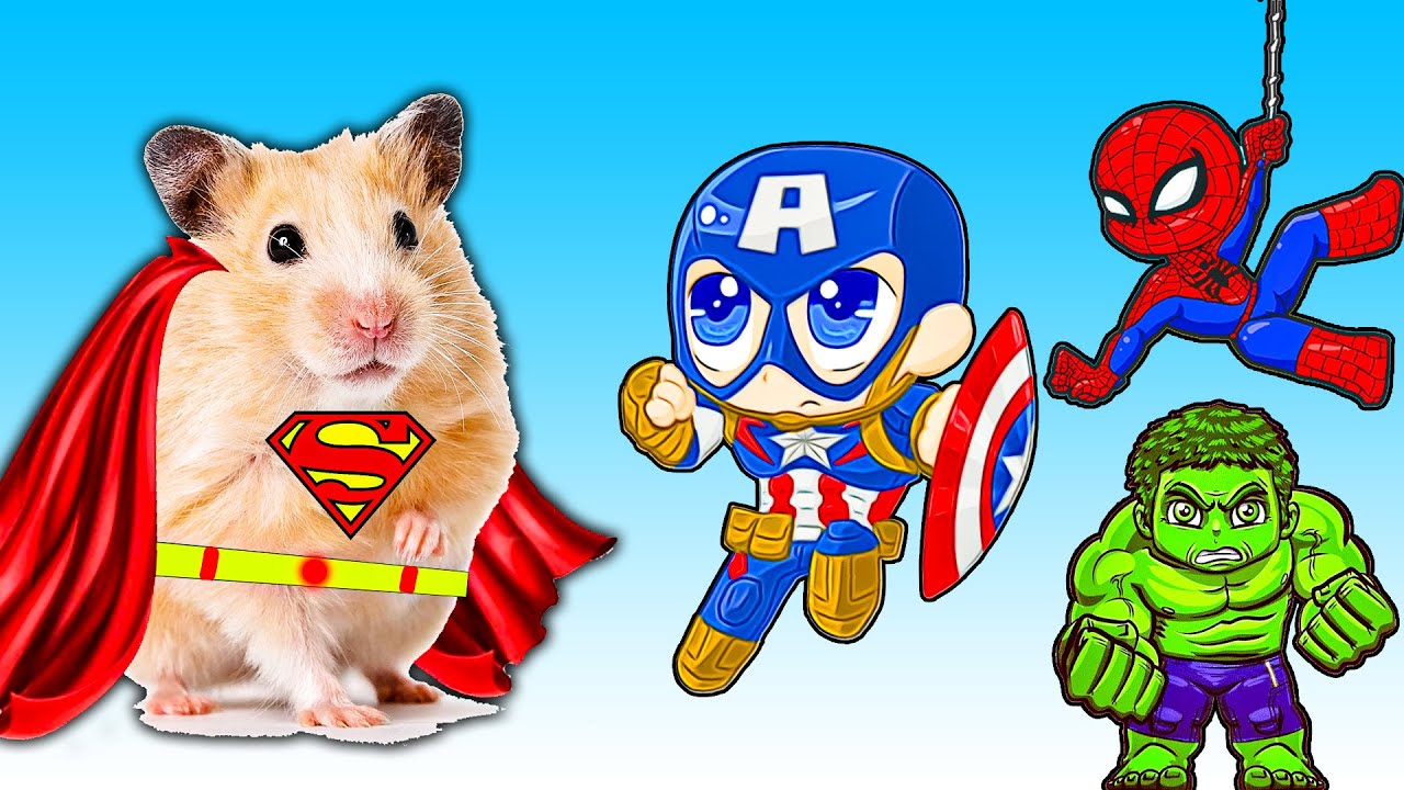 🐹 Cute Hamster pets but with Dancing Top Superheroes in maze - YouTube