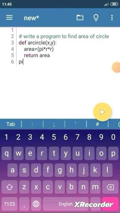 fund area of circle using function python coding - YouTube