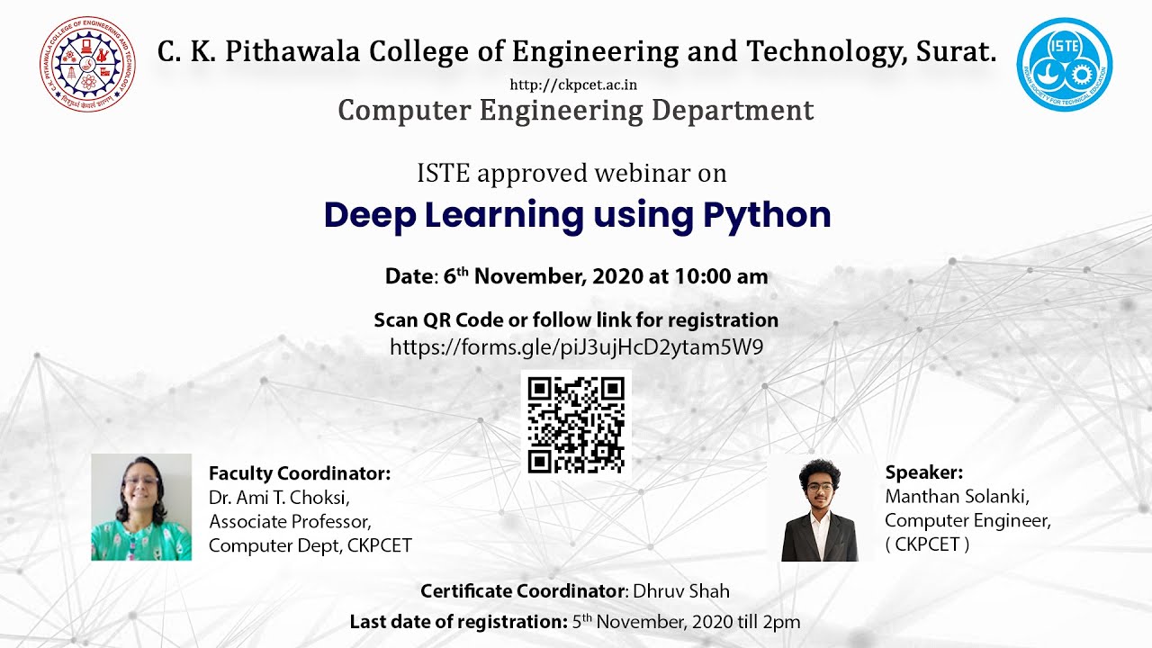 ISTE Approved Deep Learning using Python Webinar on 6th November, 2020 ...