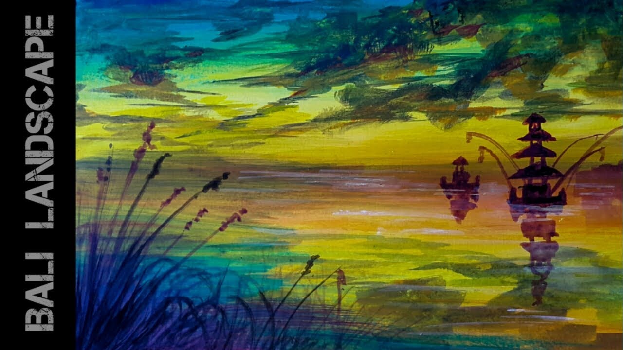 Melukis sunset bali - landscape painting sunset bali - Acrylic Painting ...