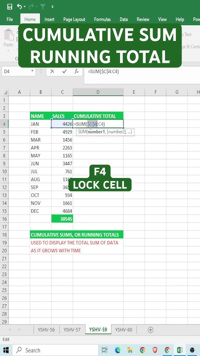 calculate cumulative sum in excel - YouTube