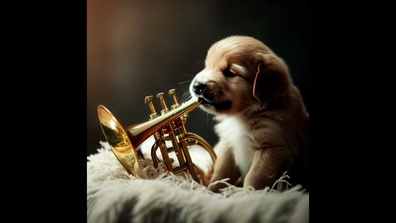 Puppy playing musical instruments - YouTube