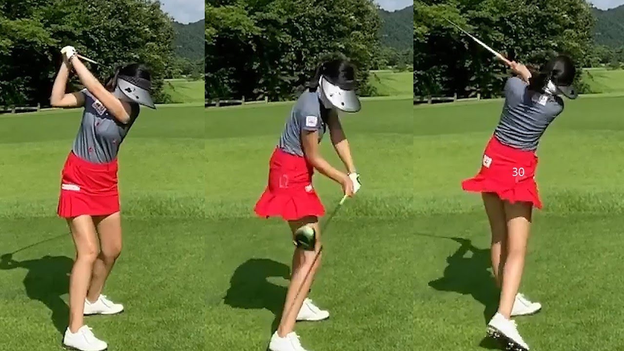 선 대로 본 대로 스트레이트 구질 원한다면 무릎 슬라이드로 직선구간 만들기👌 Klpga프로 드라이버 아이언 클럽별 스윙 골프