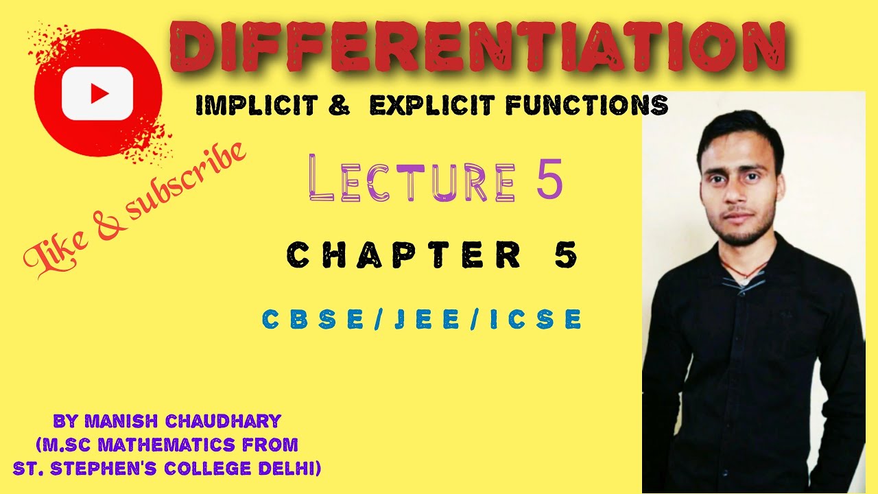 Differentiation Class 12th Lecture 5 Implicit And Explicit Funtions Youtube