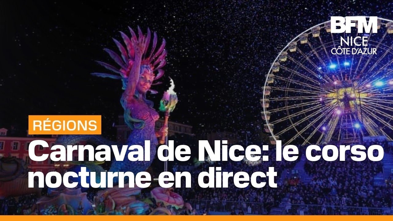 Carnaval de Nice: le corso carnavalesque illuminé en direct - YouTube