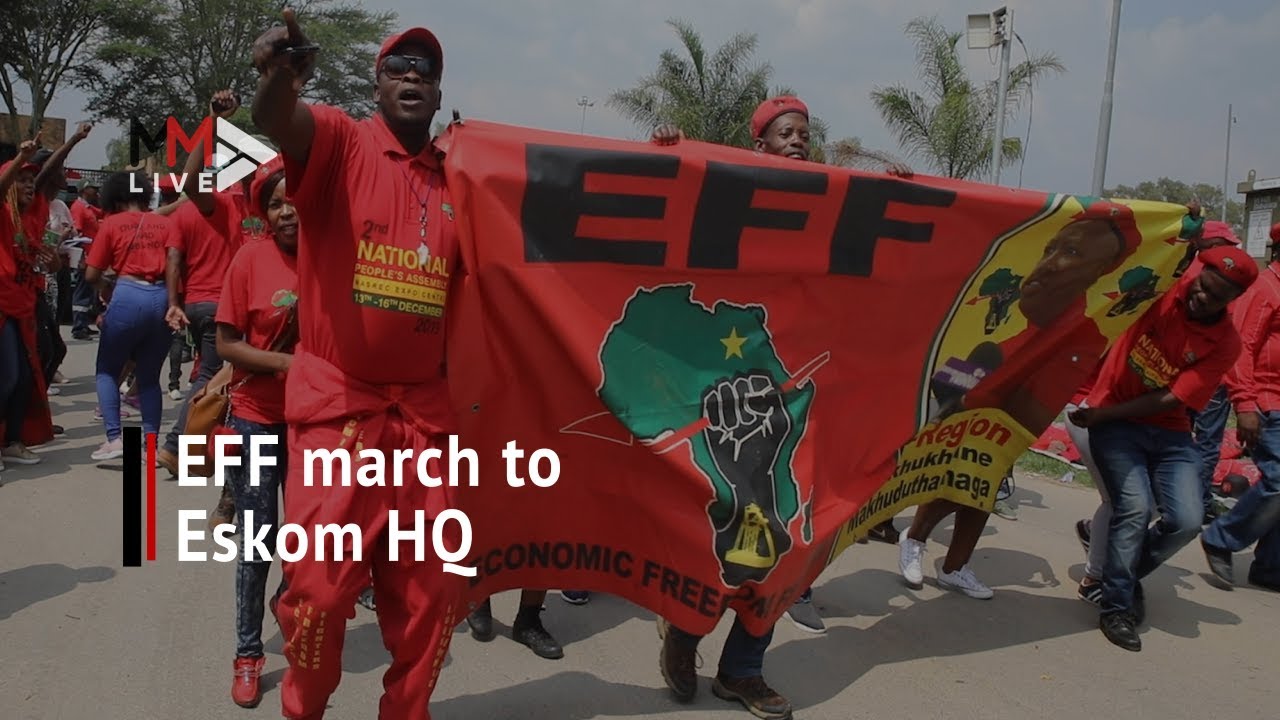 EFF “shuts down Sandton” as they March towards Eskom HQ - YouTube