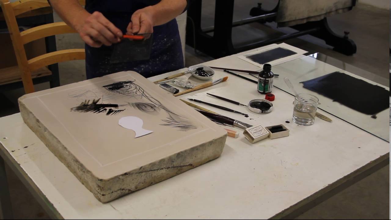Drucktechniken - Lithographie (2/5) - YouTube