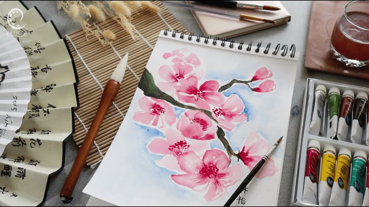🌸How to Paint GORGEOUS Cherry Blossom Sakura with Watercolor | Tutorial ...