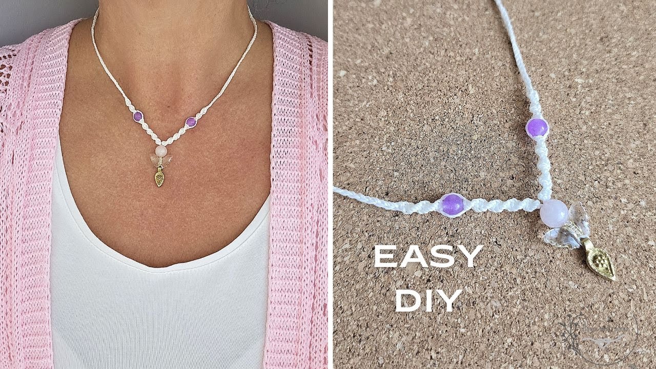 Beginner-Friendly DIY Macrame Necklace/ Easy Necklace with Pearl - YouTube