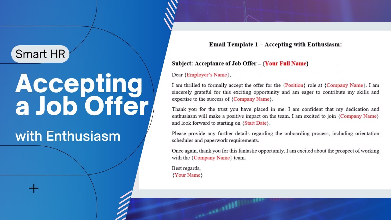 Accepting a Job Offer with Enthusiasm - Sample Email @SMARTHRM - YouTube