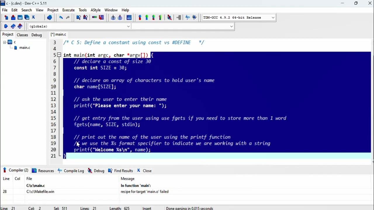 C 6: Define a constant using const vs define - YouTube