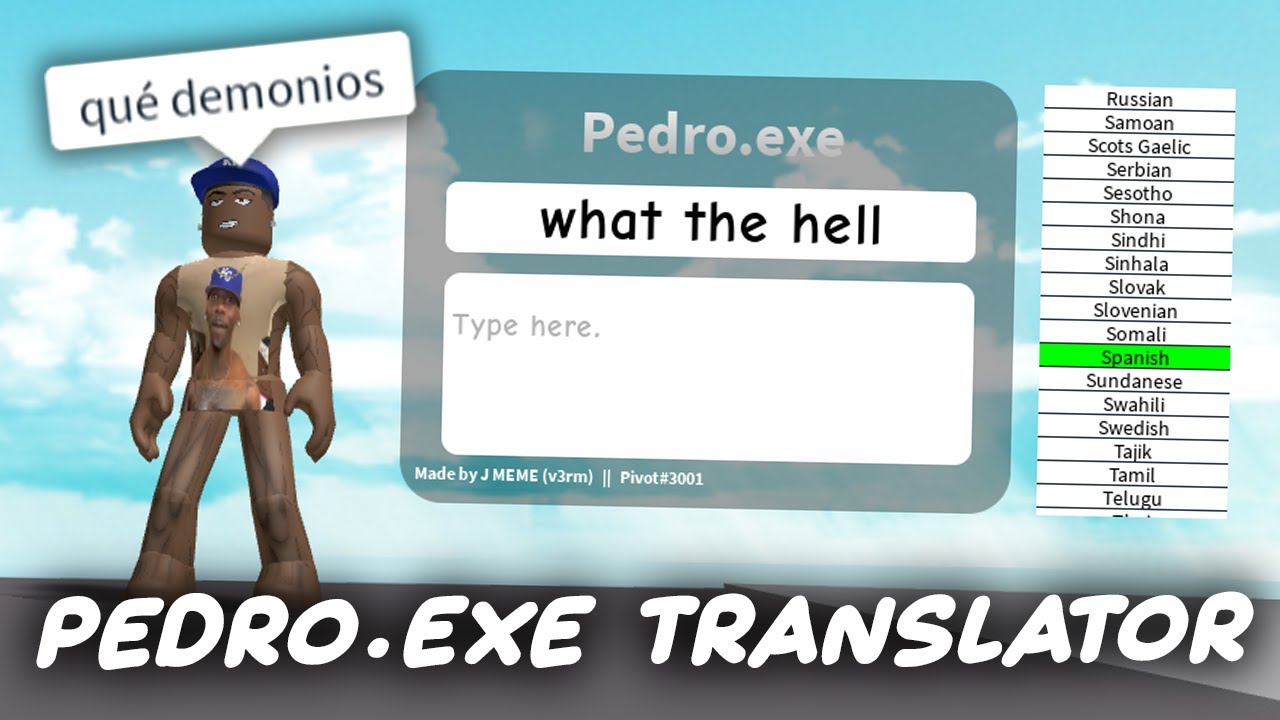 Pedro.exe Translator FE Script Hub - ROBLOX EXPLOITING - YouTube