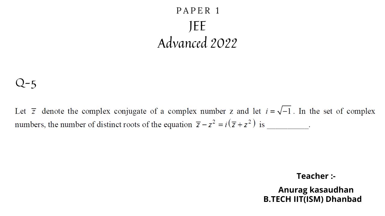 JEE Advanced 2022 Math Paper 1 (Q 5) solution | IIT JEE Maths | # ...