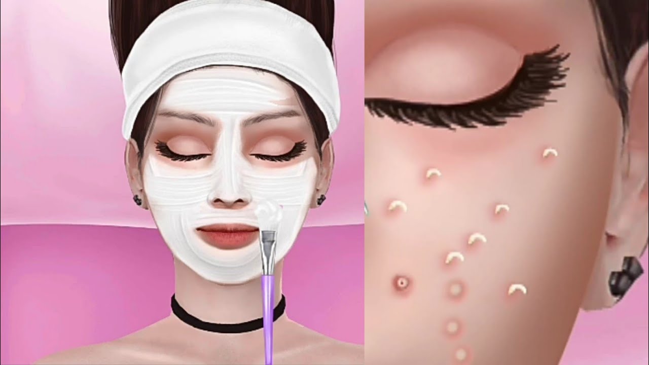 ASMR makeup face brushing 🌿 face touching , face makeup animation☺️ ...