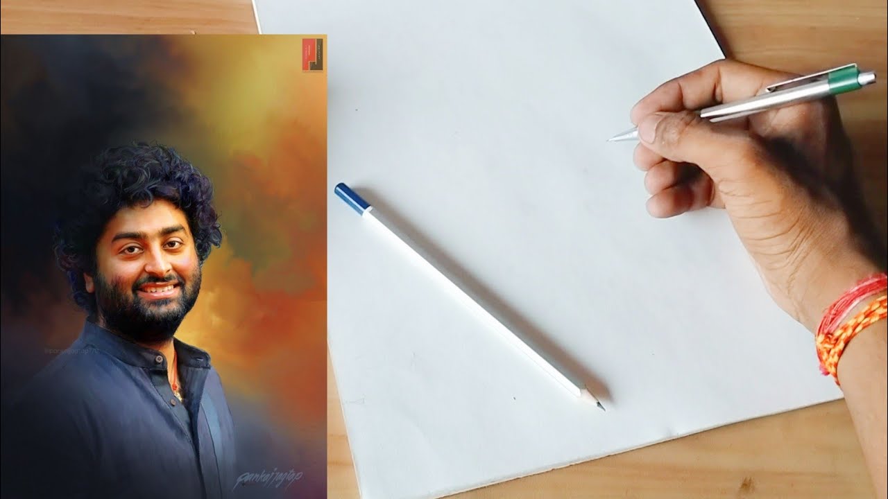 How to draw Arijit Singh/Arijit singh drawing/Outline Tutorial/Freehand ...