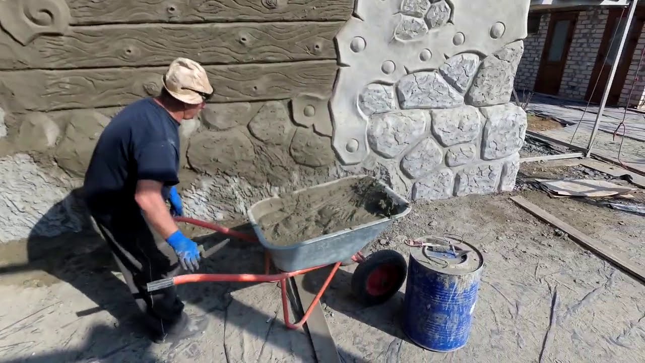 оформление цоколя дома декоративный камень..из цемента фильм 15. - YouTube