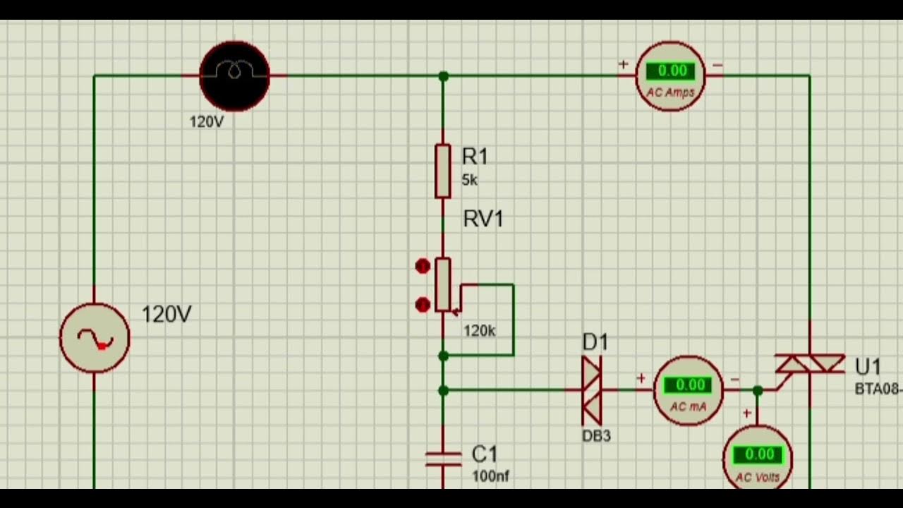 dimmer de luz con TRIAC simulado en proteus - YouTube