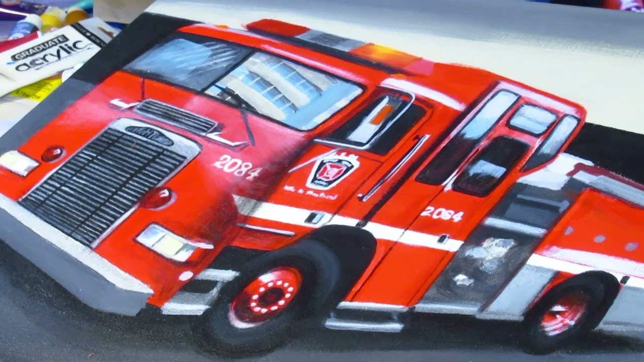 9 12 22 FINISHING THE MONTREAL FREIGHTLINER FIRE TRUCK PAINTING - YouTube