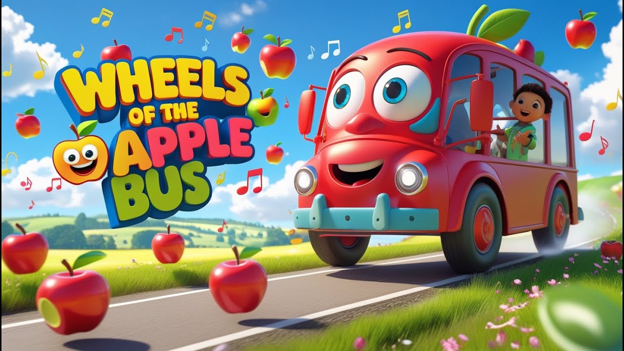 Wheels of the Apple Bus | Fun Nursery Rhyme for Kids | Learning Song ...