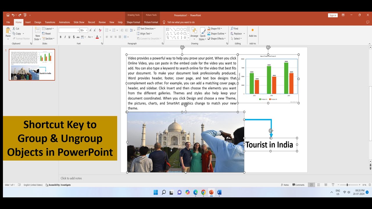 Shortcut Key to Group & Ungroup Objects in PowerPoint-Hindi - YouTube
