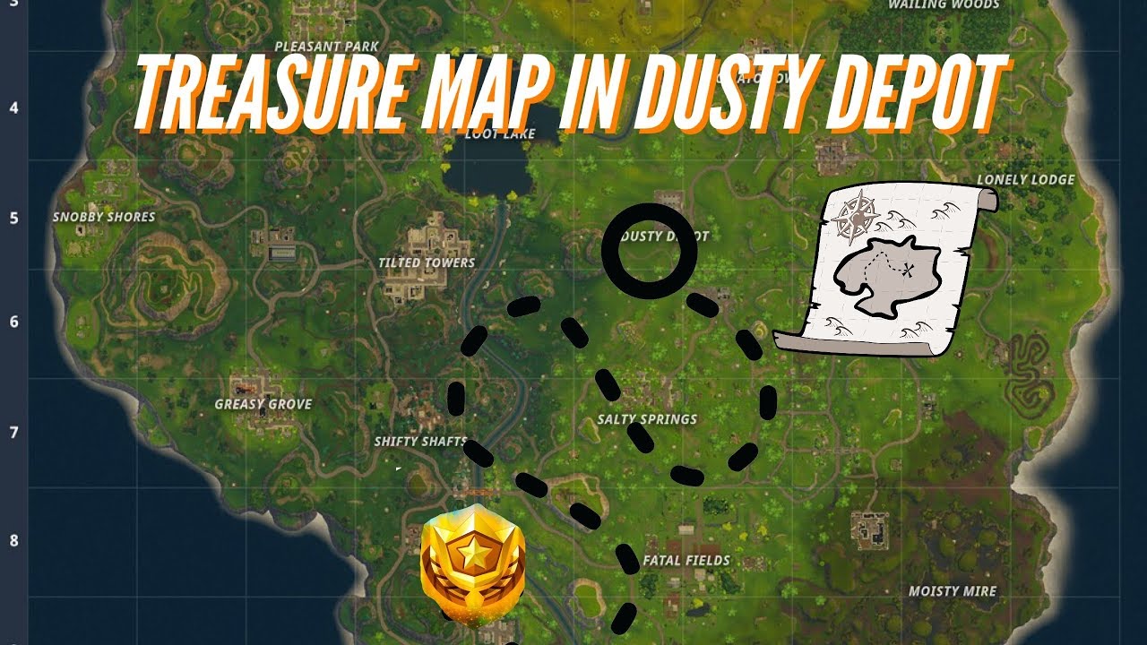 Fortnite Battle Royal DUSTY DEPOT TREASURE MAP AND LOOT LOCATION - YouTube