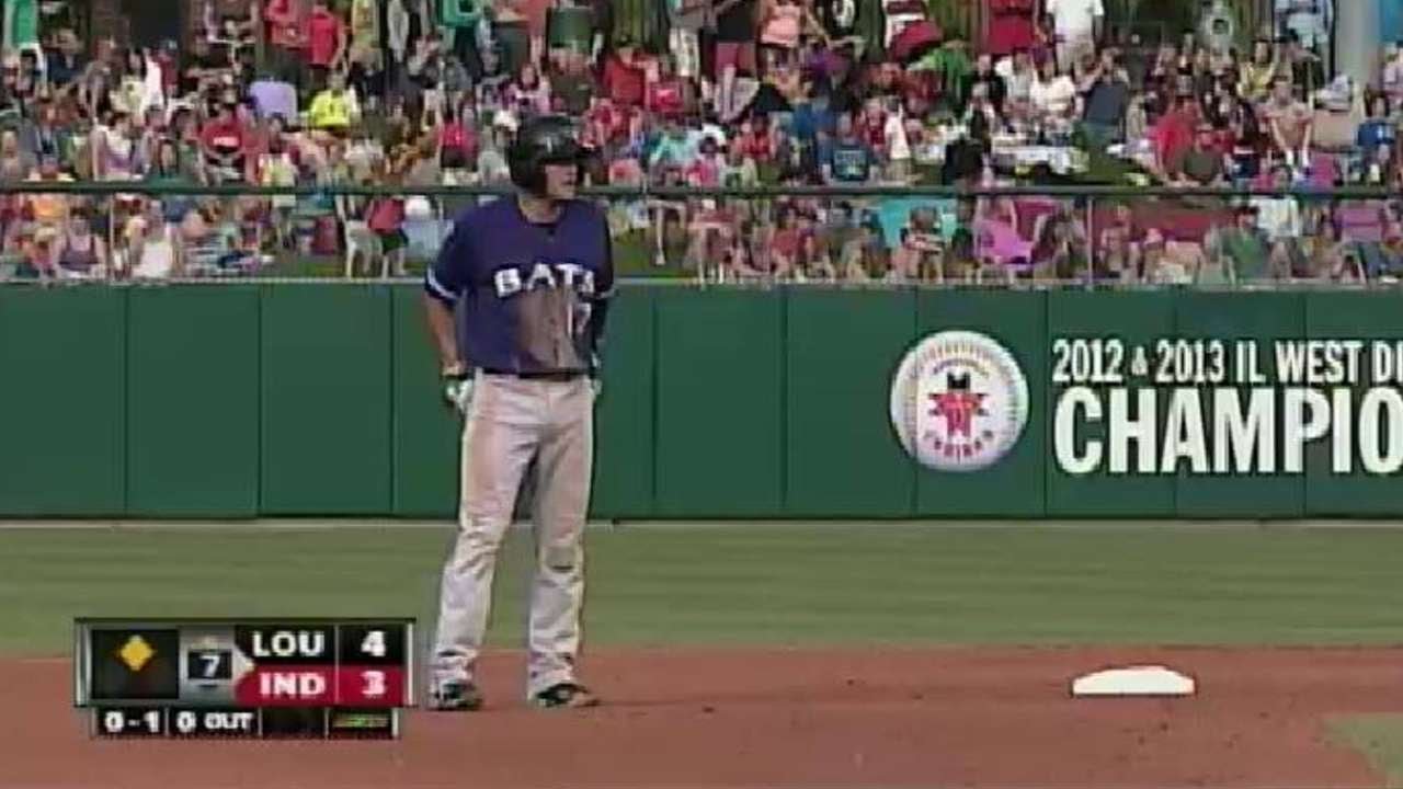 Kristopher Negron doubles for the Bats - YouTube