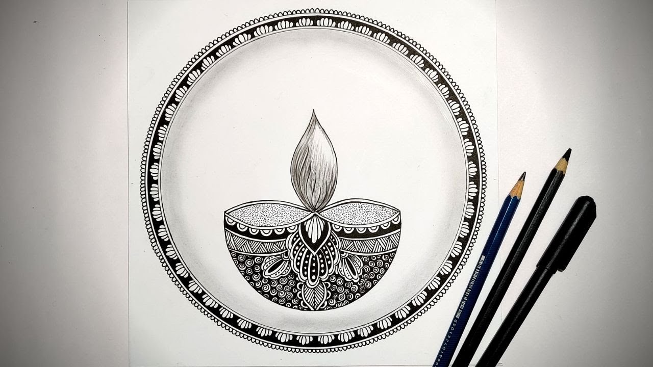 Diya Mandala Art || Beginner Friendly || easy to Draw - YouTube