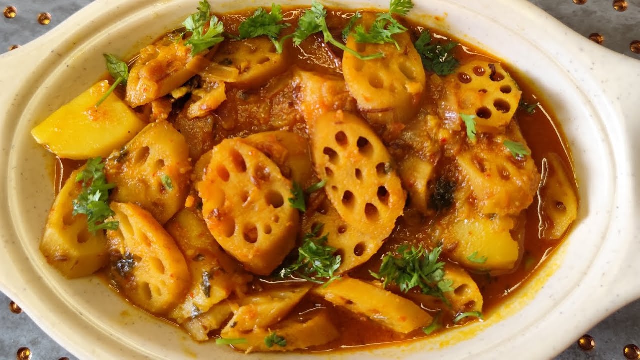 कमल ककड़ी और आलू की सब्जी l Aalu Kamal Kakadi Sabji Recipe l Lotus Root ...