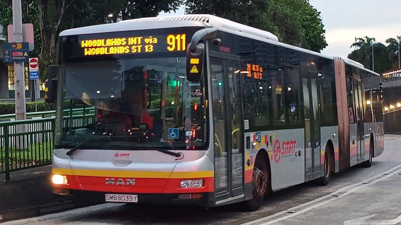 SMRT Bus Service 911 - SMB8039Y 連節バス (SUNDAY 2025/03/09) MAN NG363F A24 ...