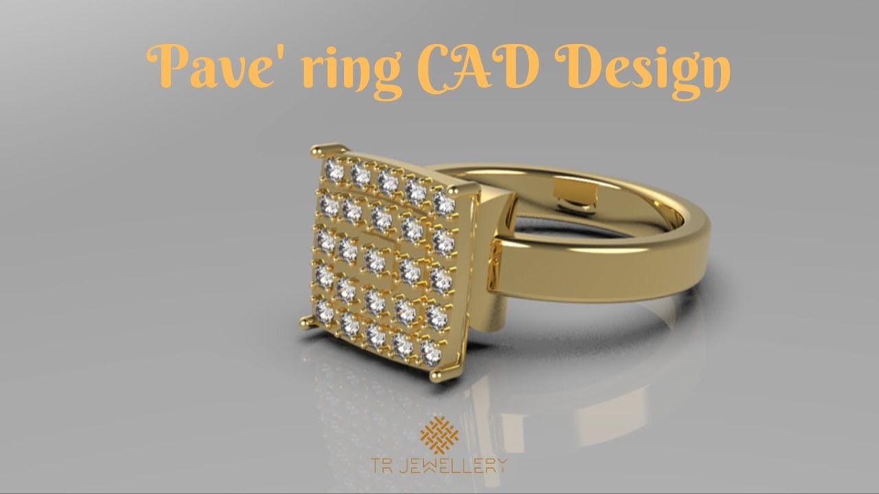 Pave' Cushion Top Ring | CAD Design - YouTube