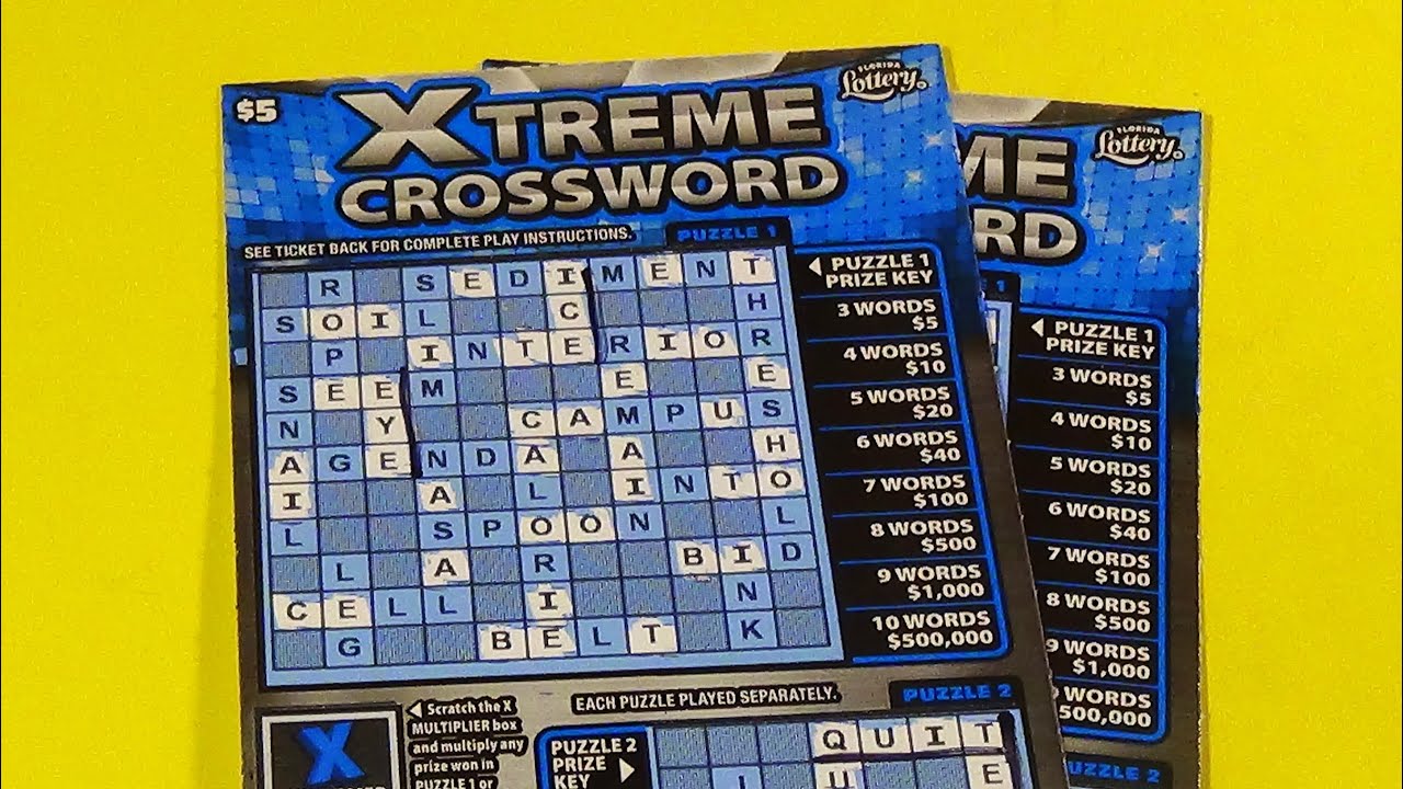 WORDS ON WED. 185: TWO $5 XTREME CROSSWORD FL Lottery Scratch Tickets ...