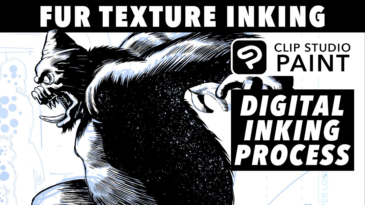 Inking Fur Texture in Clip Studio Paint - Digital Inking Process - YouTube