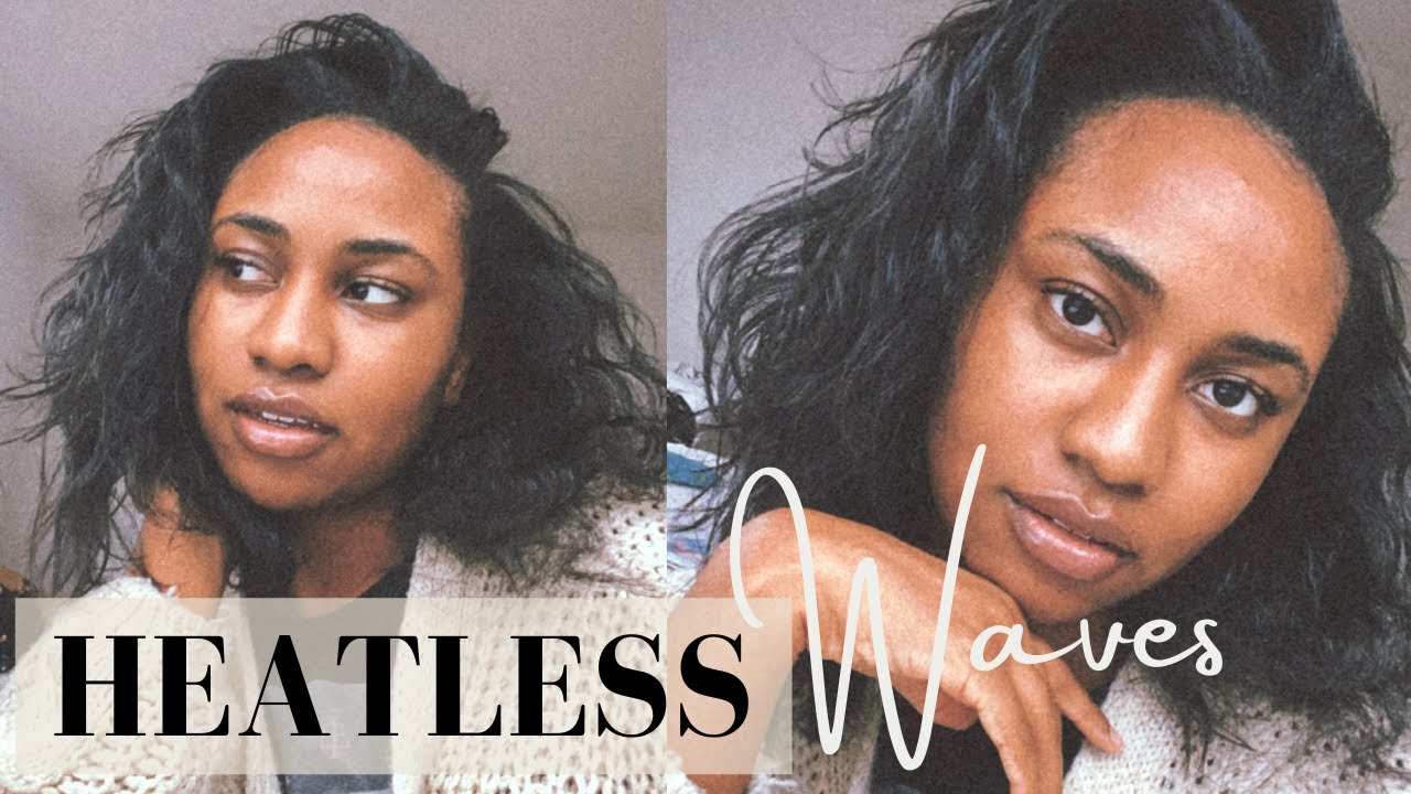 Heatless Waves on Stretched Straightened Natural Hair - Beach Wave Look ...