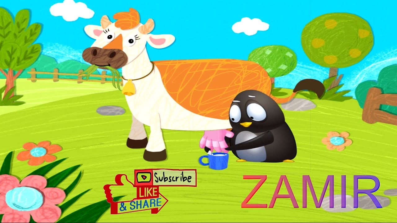 COMFY BABYTV PING AND PINGA (PIM AND PIMBA) MILKS THE COW AND DRINKS ...