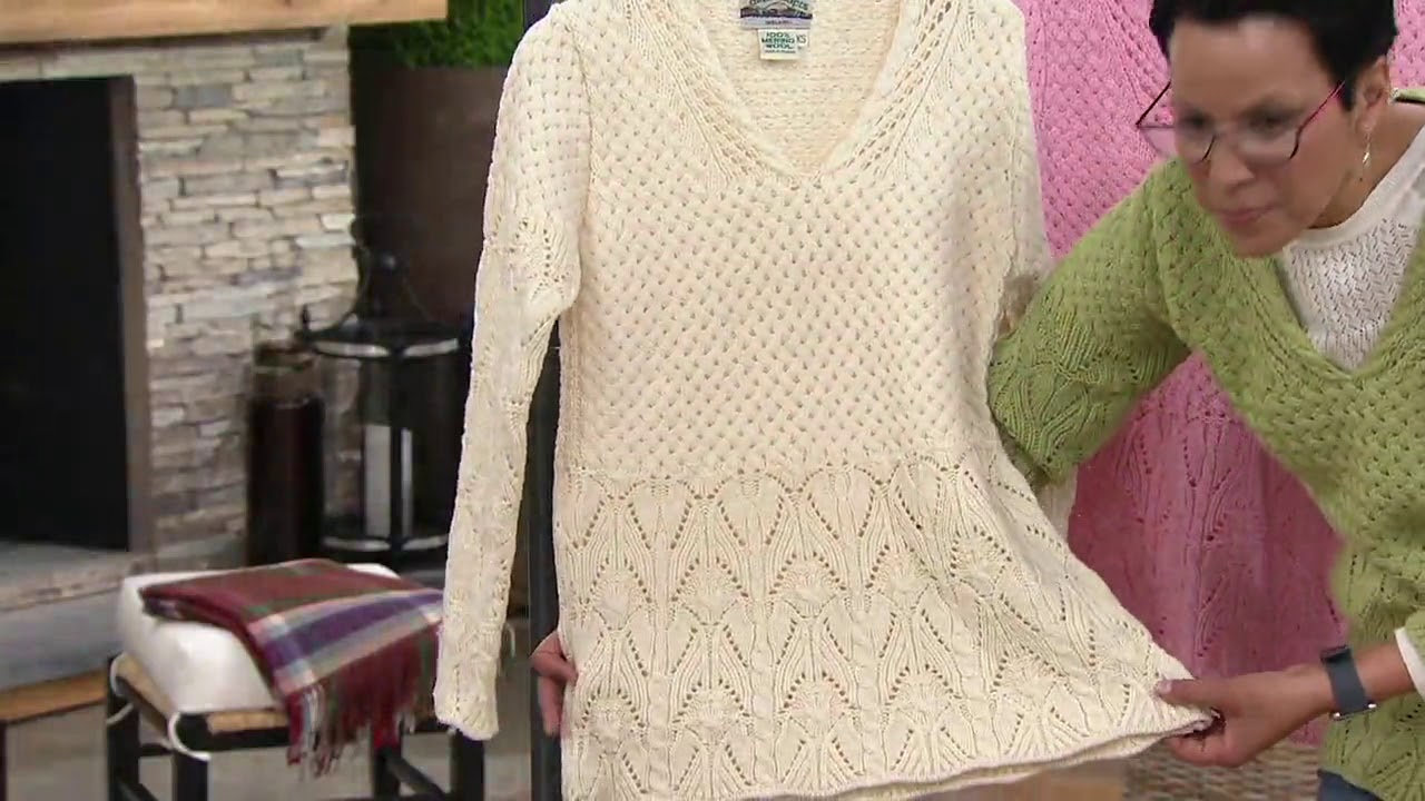 Aran Craft Merino Wool Pullover Sweater with Lace Details on QVC - YouTube