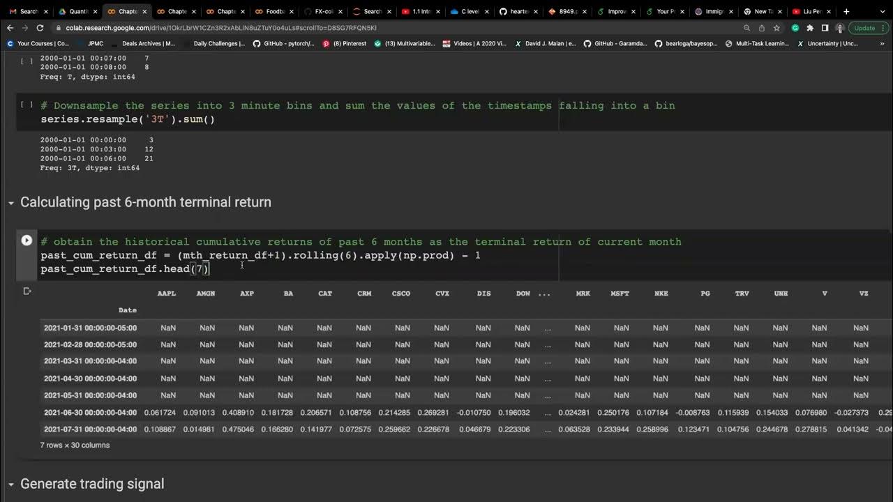 Quantitative trading strategies lab 4 - implementing the momentum trading strategy - YouTube