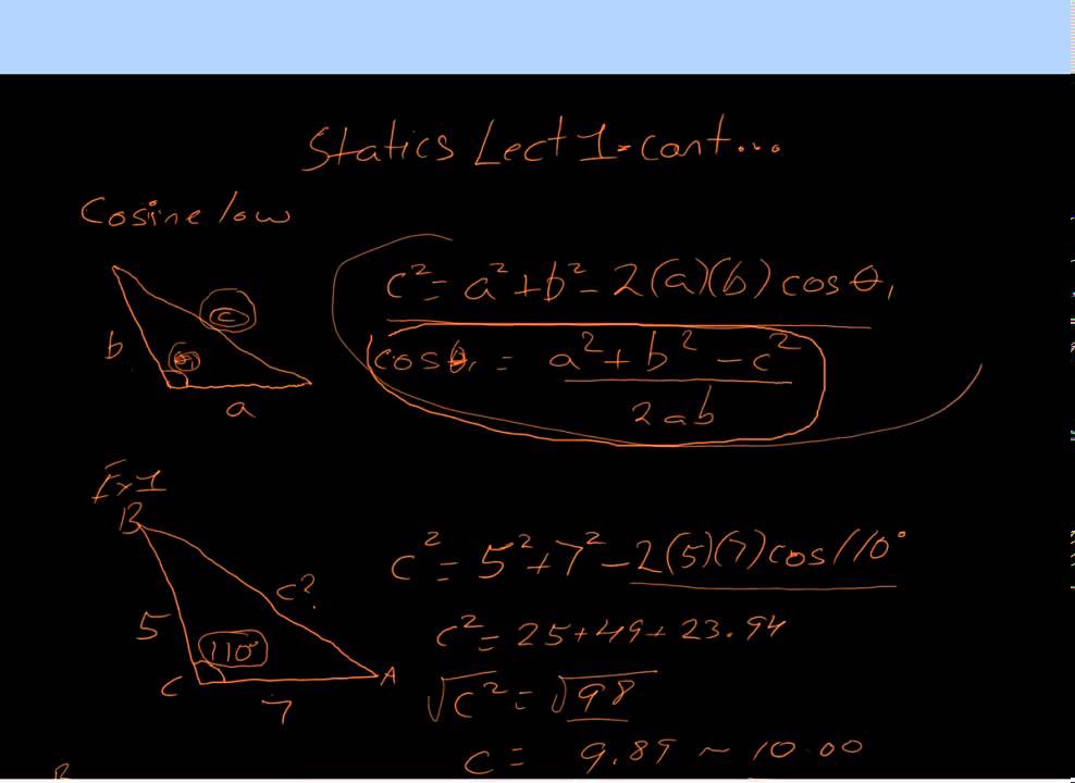 Statics lecture 1 - part 2 trigonometry functions - YouTube