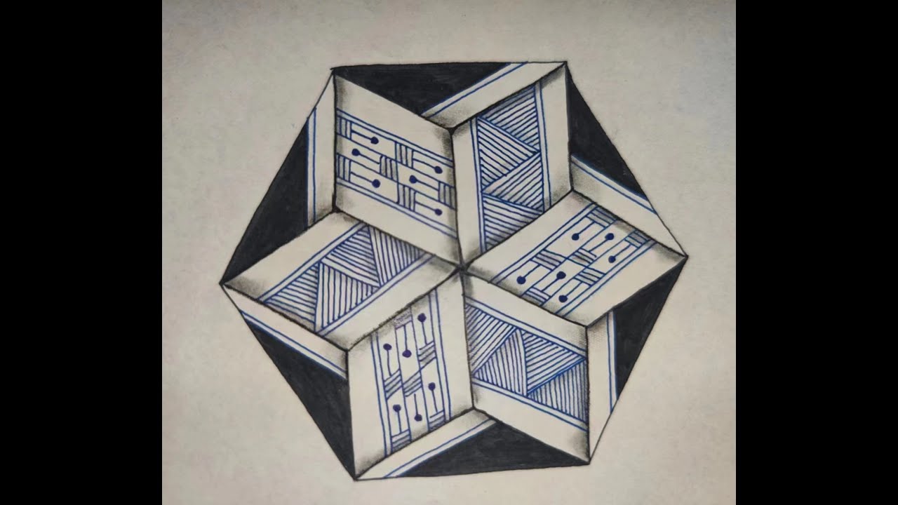 Zentangle Pattern straight line challenge - YouTube