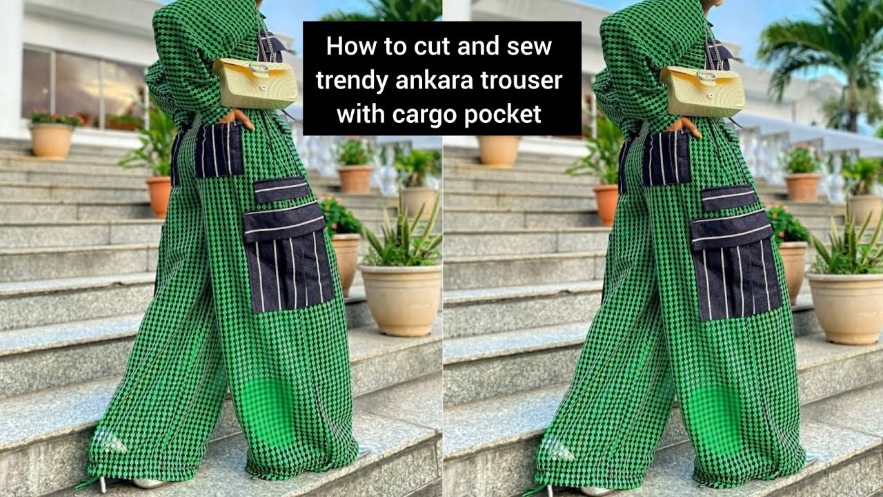 How to cut and sew ankara baggy trouser with Elastic waist band,Inseam ...