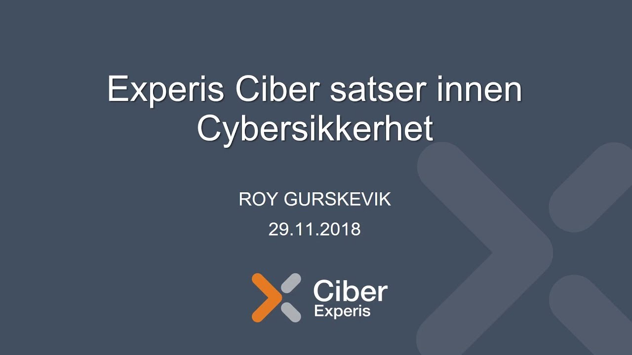 Experis Ciber satser på informasjonssikkerhet - Roy Gurskevik - YouTube