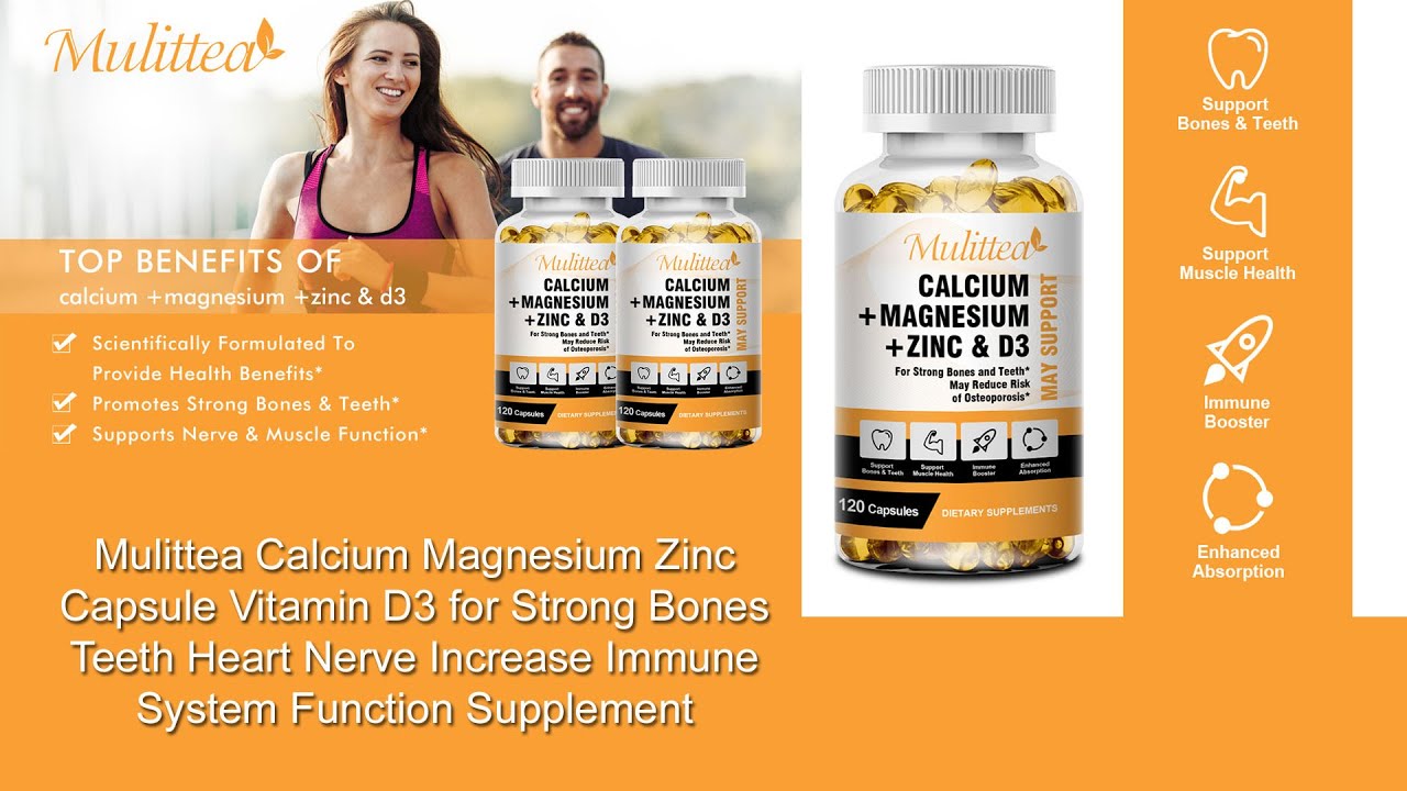 Mulittea Calcium Magnesium Zinc Capsule Vitamin D3 for Strong Bones ...