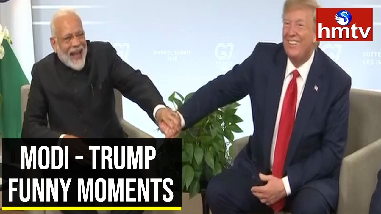 Funny Moments Between Modi and Trump | G7 Summit 2019 | hmtv Telugu ...