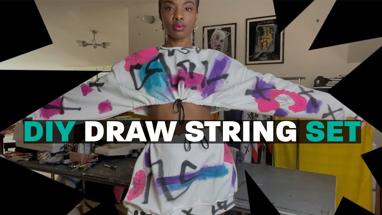 DIY- 2 piece drawstring set from Sweatshirt - YouTube
