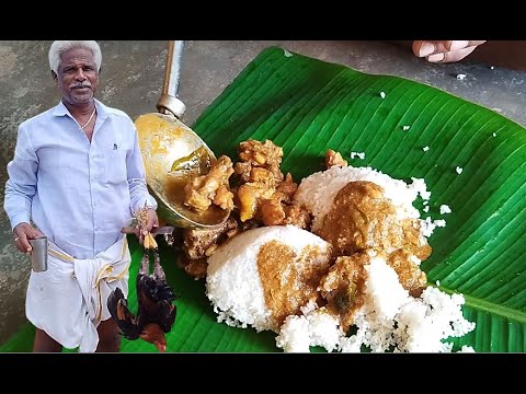 Village cooking - Country chicken cooked by farmer. Rice and tasty ...