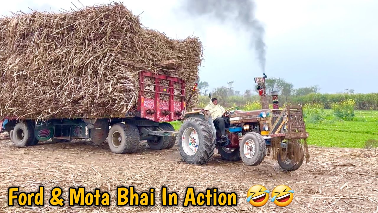 Ford 4600 and Mota Bhai in Action | Trailer Pulling Out From Yard - YouTube