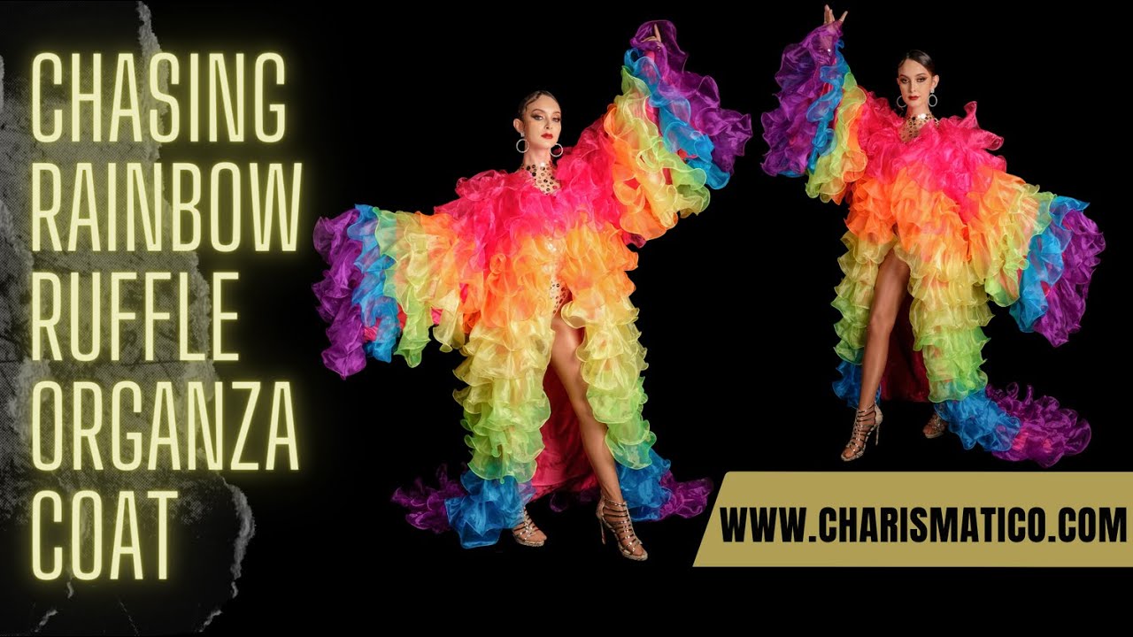 CHARISMATICO Vibrant Drag Cover Up Ruffle Organza Reveal Coat - YouTube