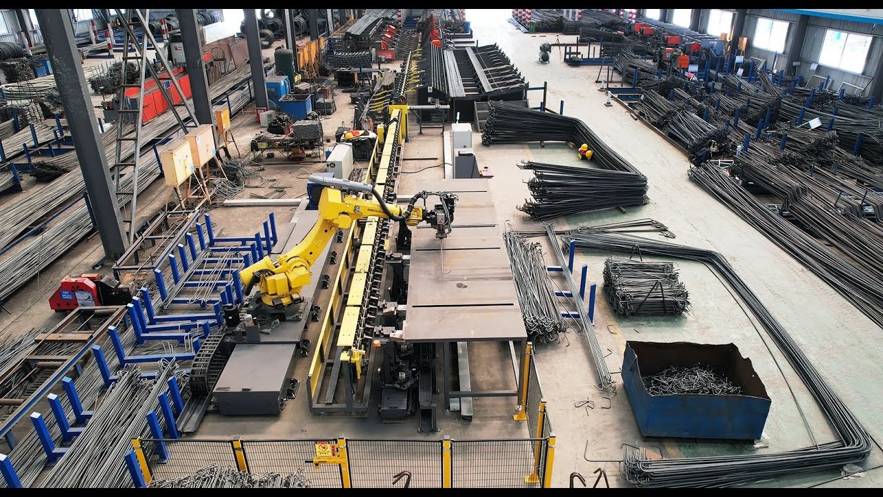 Automated Robotic Rebar Bending Line - YouTube