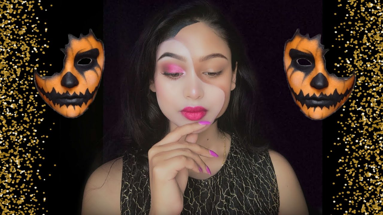 Face Mask Makeup Look / Step by Step Halloween Makeup for Beginners ...