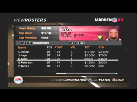 2008-09 - Retro NFL Rosters Tampa Bay Buccaneers Team Roster Madden NFL 2009